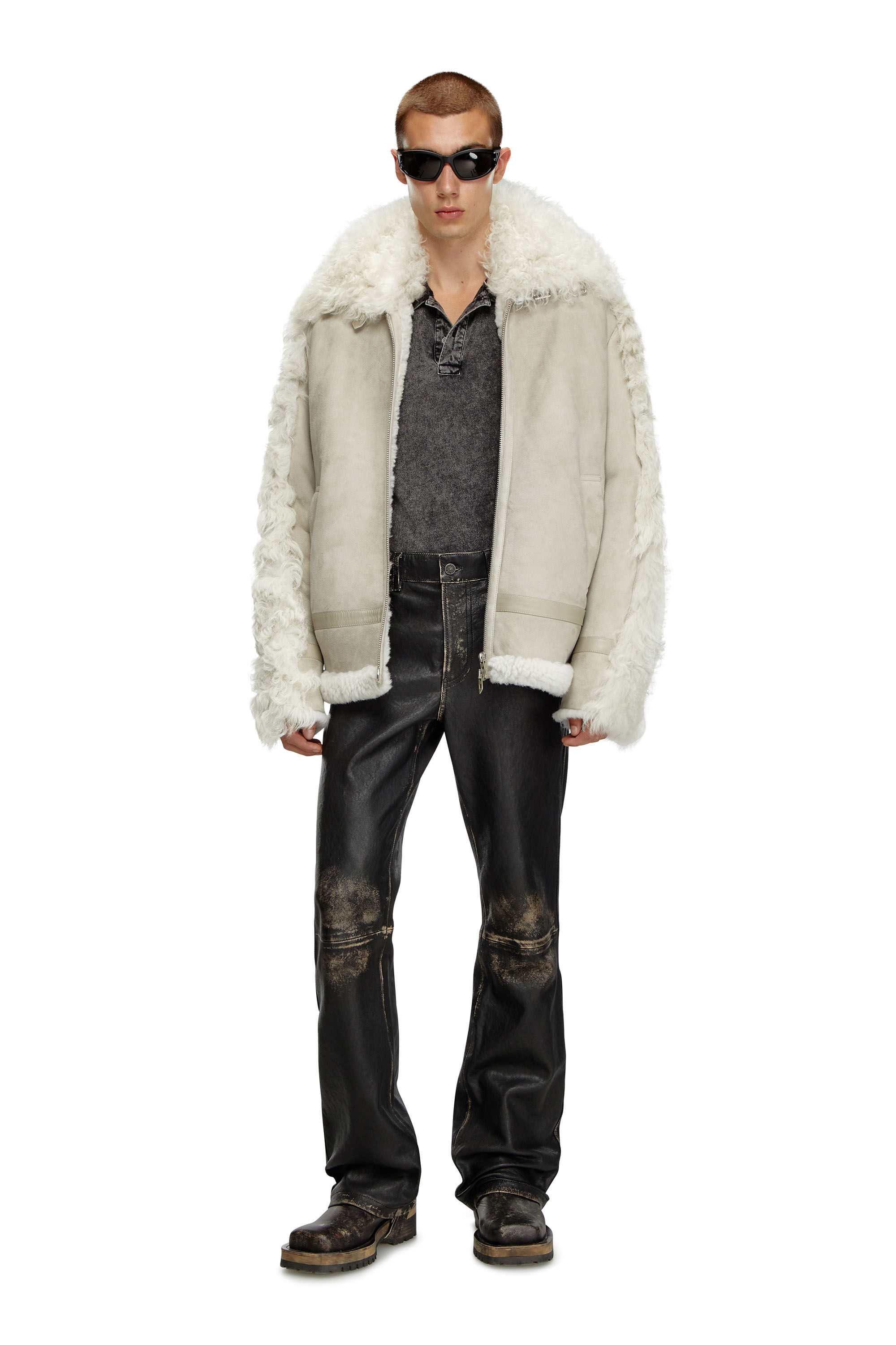 Men's Distressed leather pants | Black | Diesel Men's Distressed leather pants | Black | Diesel