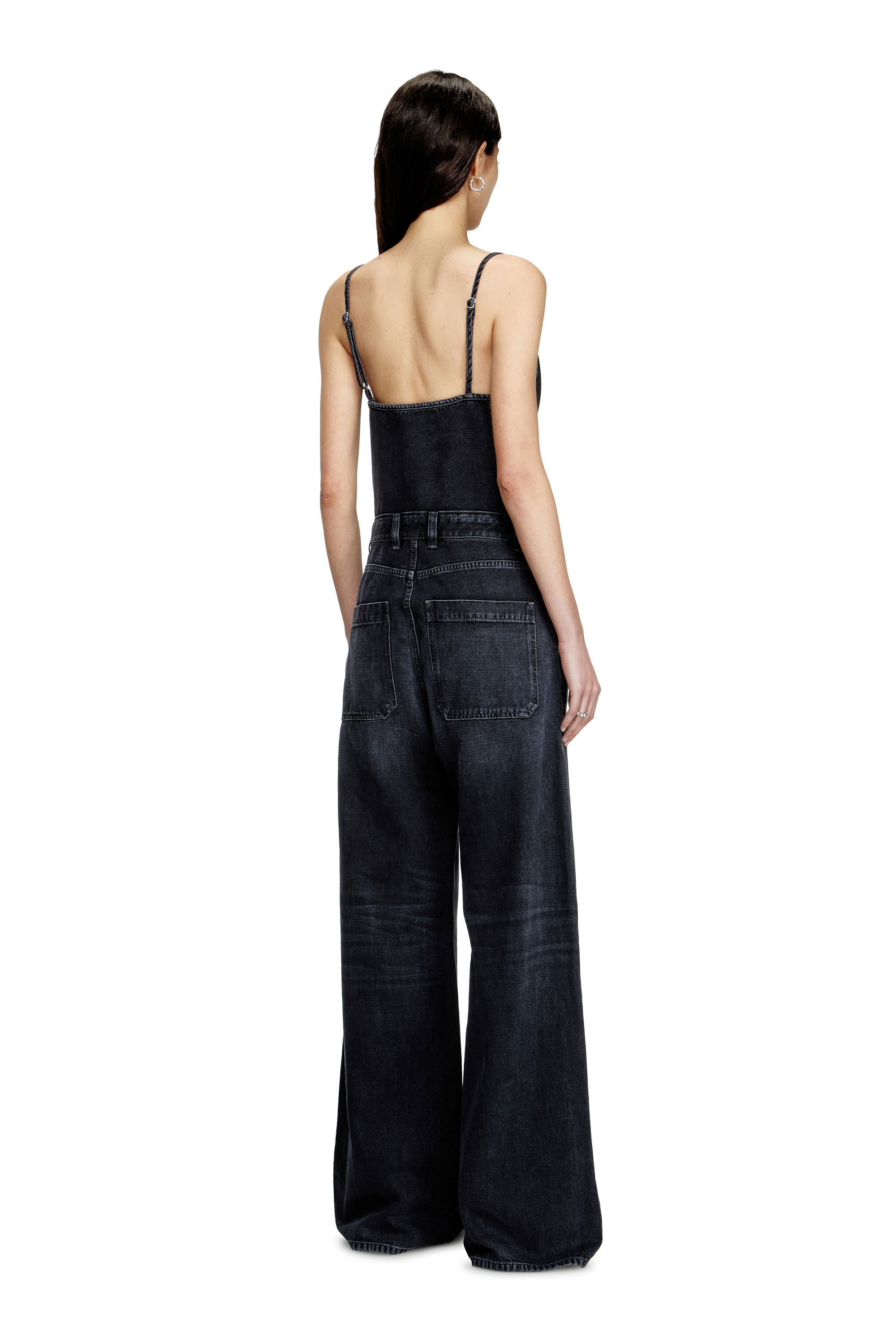 Women's Strappy jumpsuit in batavia-weave denim | Black | Diesel Women's Strappy jumpsuit in batavia-weave denim | Black | Diesel