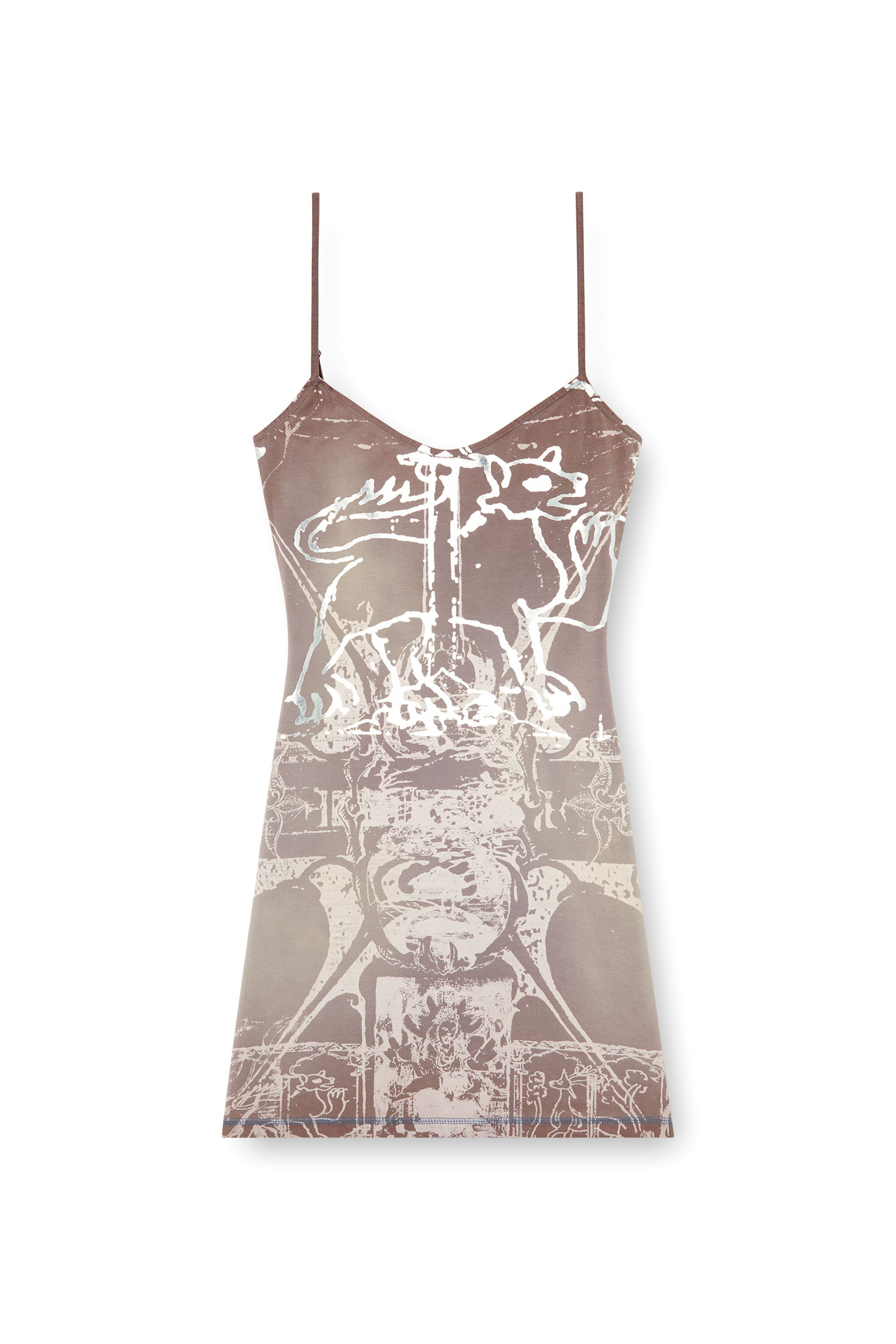Women's Mini dress with foil print | Brown | Diesel Women's Mini dress with foil print | Brown | Diesel