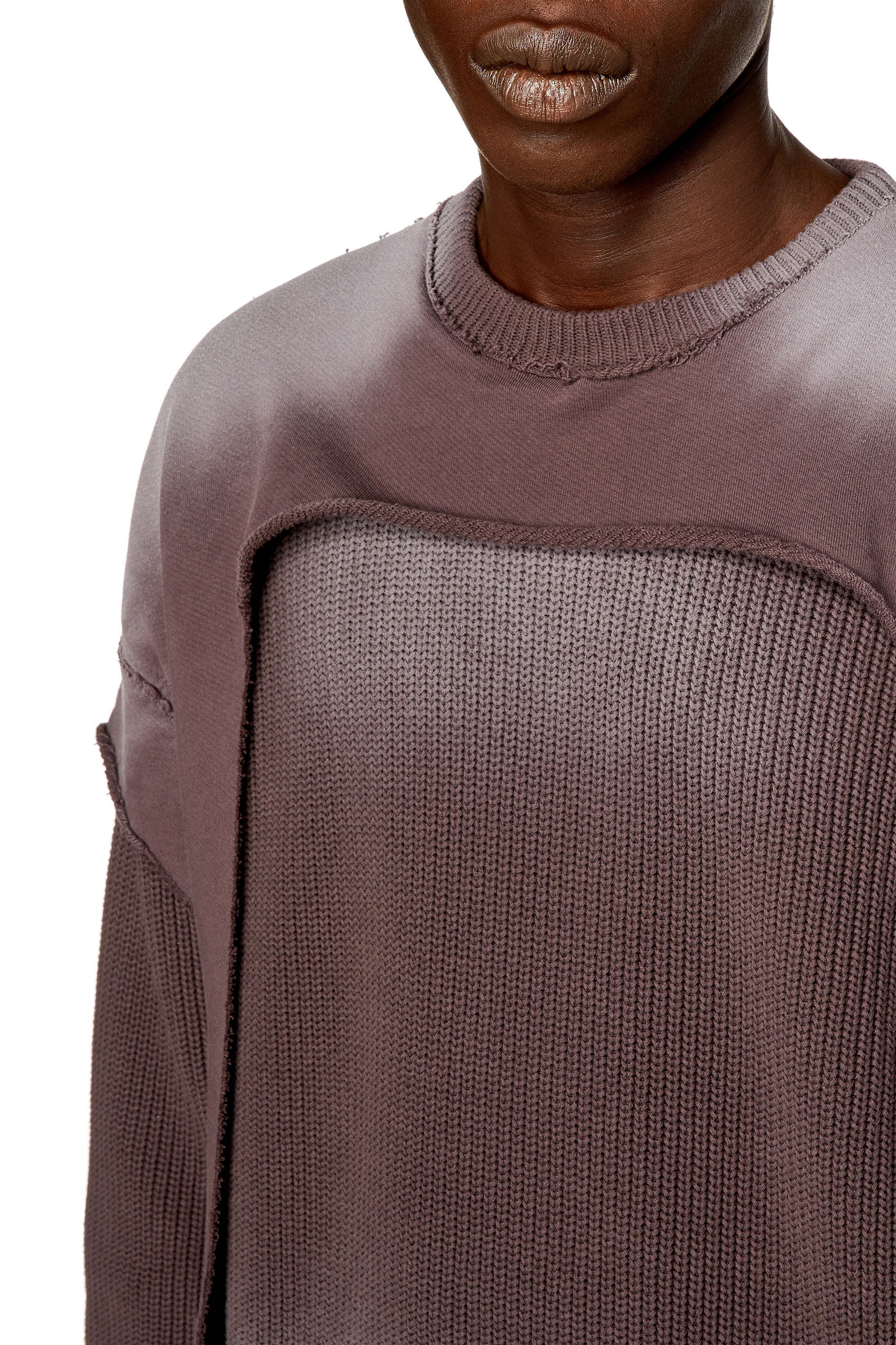 Men's Jumper with destroyed peel-off effect | Grey | Diesel Men's Jumper with destroyed peel-off effect | Grey | Diesel