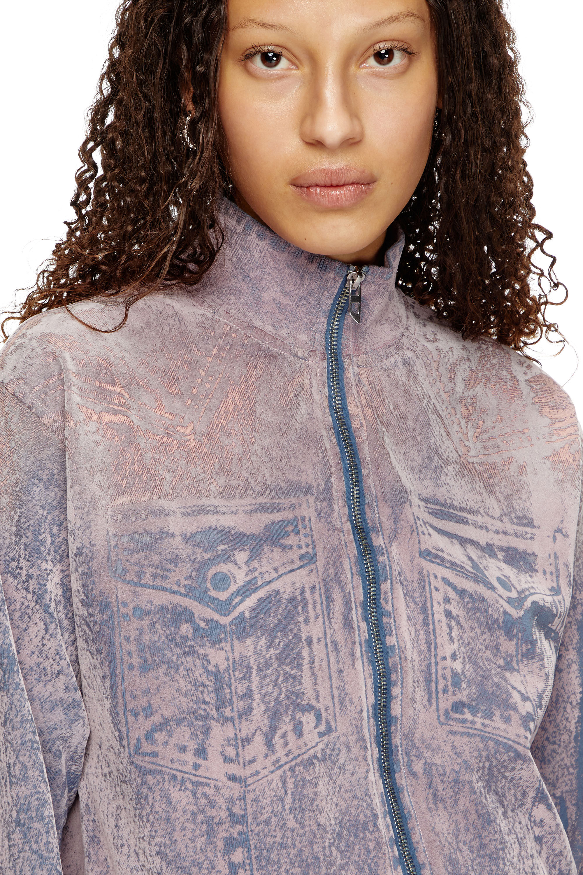 Women's Trompe l'oeil flocked zip-up sweatshirt | Multicolor Women's Trompe l'oeil flocked zip-up sweatshirt | Multicolor